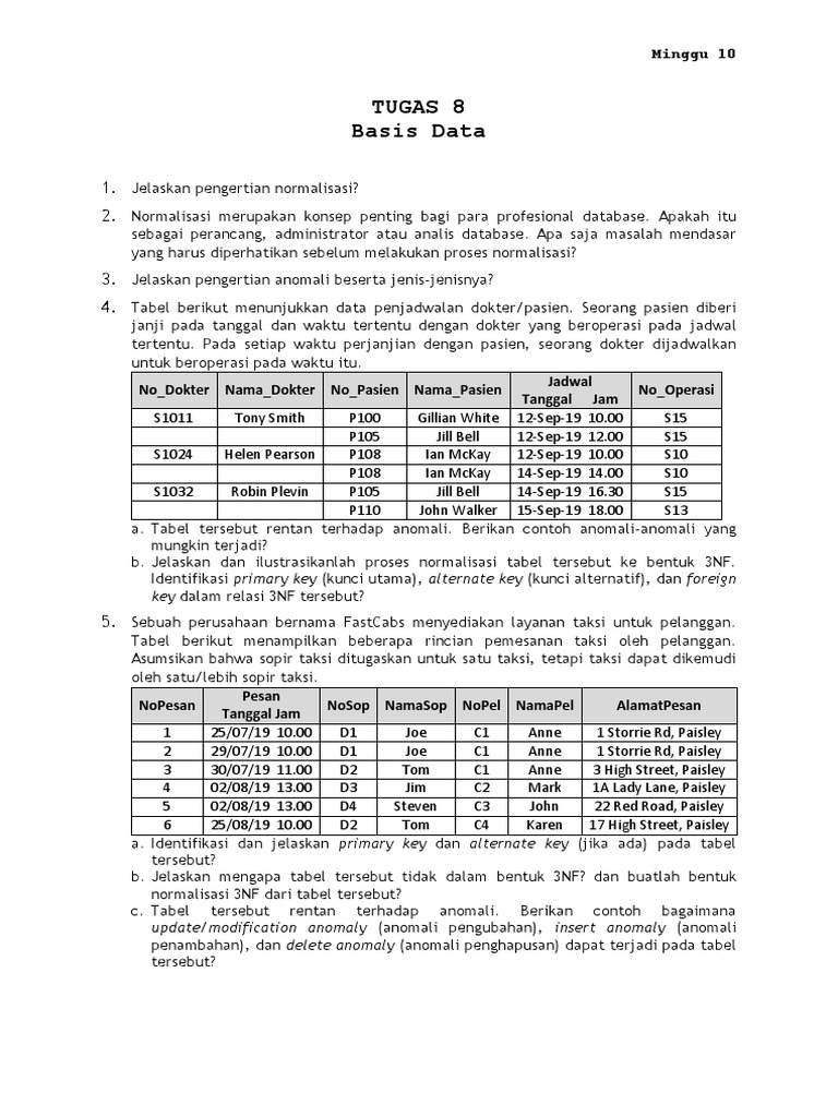 TUGAS 08 BASDAT - Normalisasi 2NF Dan 3NF | PDF