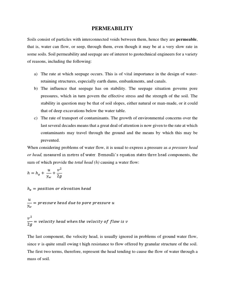 Permeability | PDF | Soil Mechanics | Soil