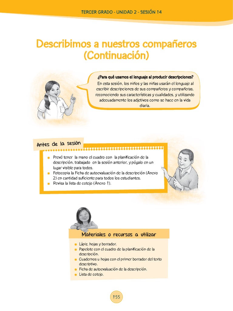 Describimos A Nuestros Compañeros (Continuación) : Antes de La Sesión | PDF