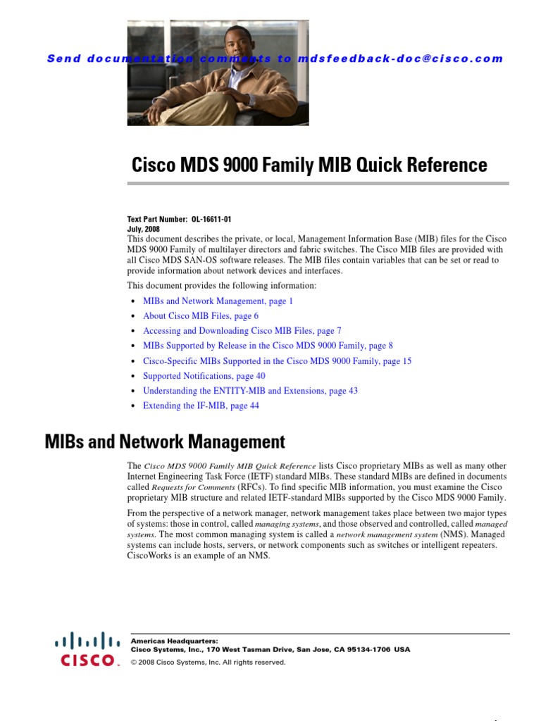 Cisco Mds 9000 Family Mib Quick Reference: Mibs and Network Management ...
