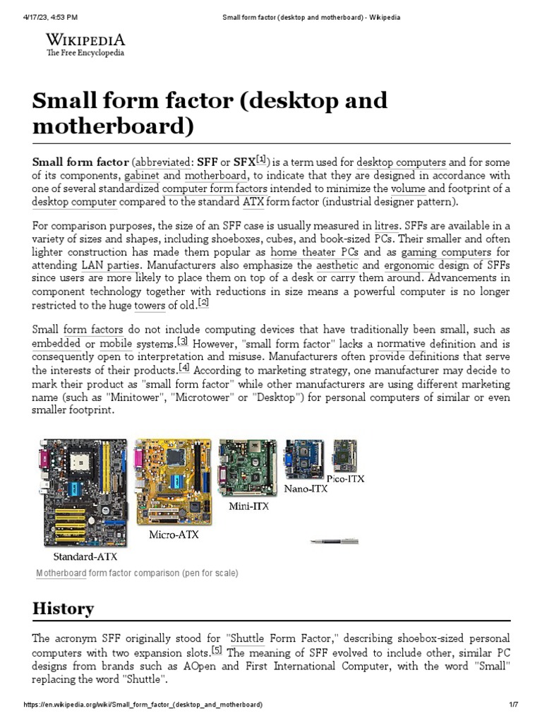 Small Form Factor (Desktop and Motherboard) - Wikipedia | PDF ...