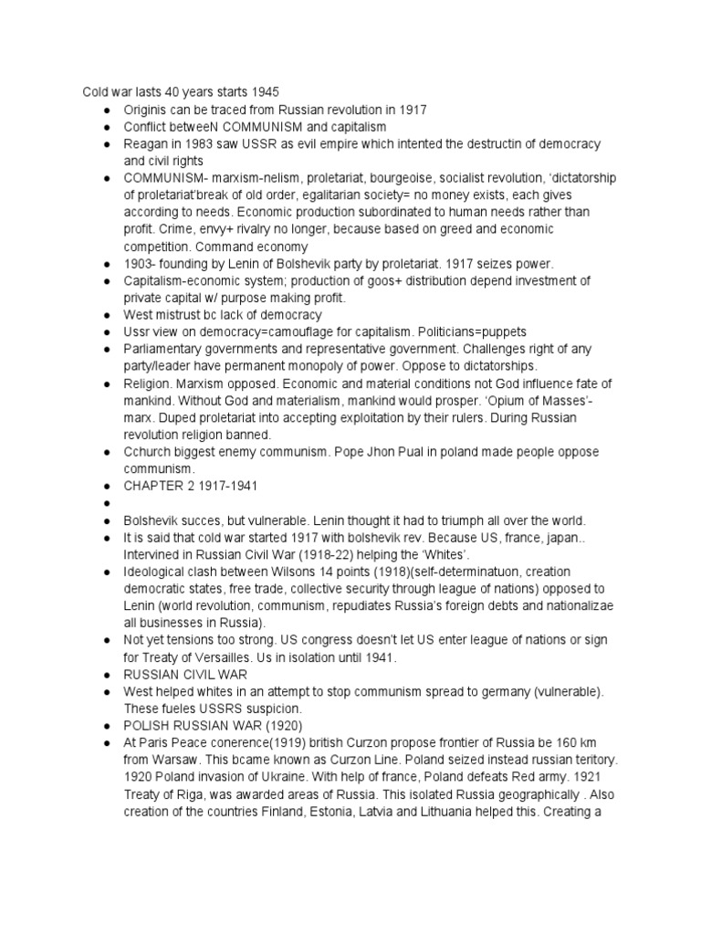 History Cheat Sheet Chapter 1-2 | PDF | Soviet Union | World Politics
