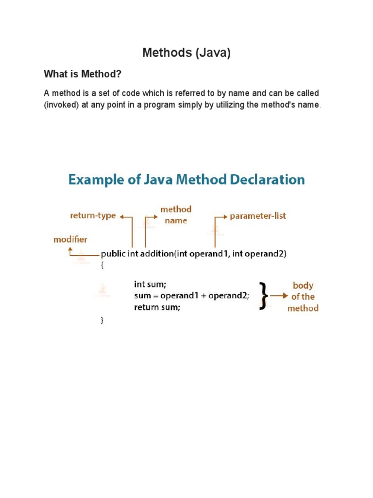 Methods In Java Pdf Method Computer Programming Parameter Computer Programming