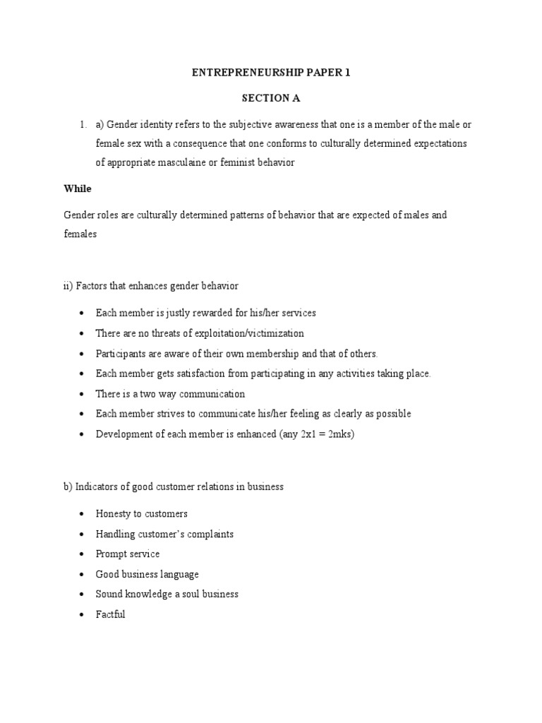 S.6 Entrepreneurship Paper 1 Uace Notes | PDF | Cost Of Living | Taxes