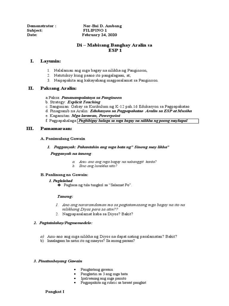 Lesson Plan in Esp | PDF