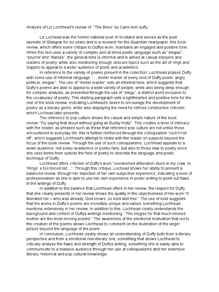 Analysis of Liz Lochhead's Balanced and Accessible Book Review of Carol ...