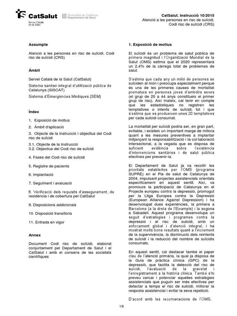 Catsalut Instruccio 10 2015 | PDF