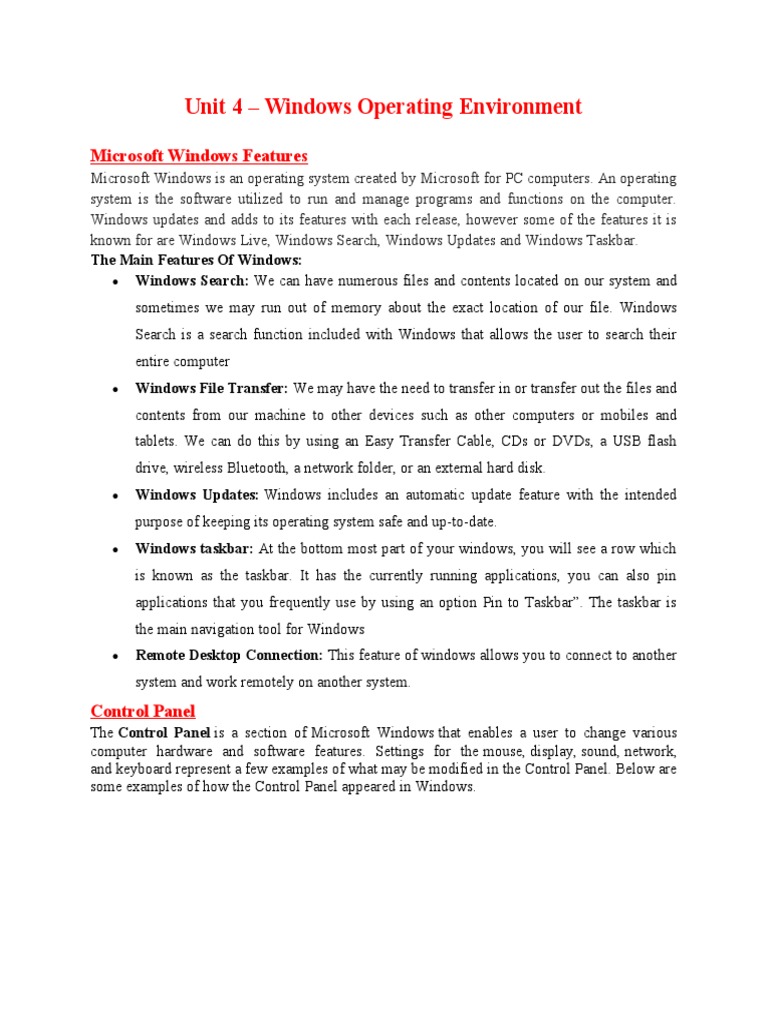 Unit 4 | PDF | Microsoft Windows | Graphical User Interfaces
