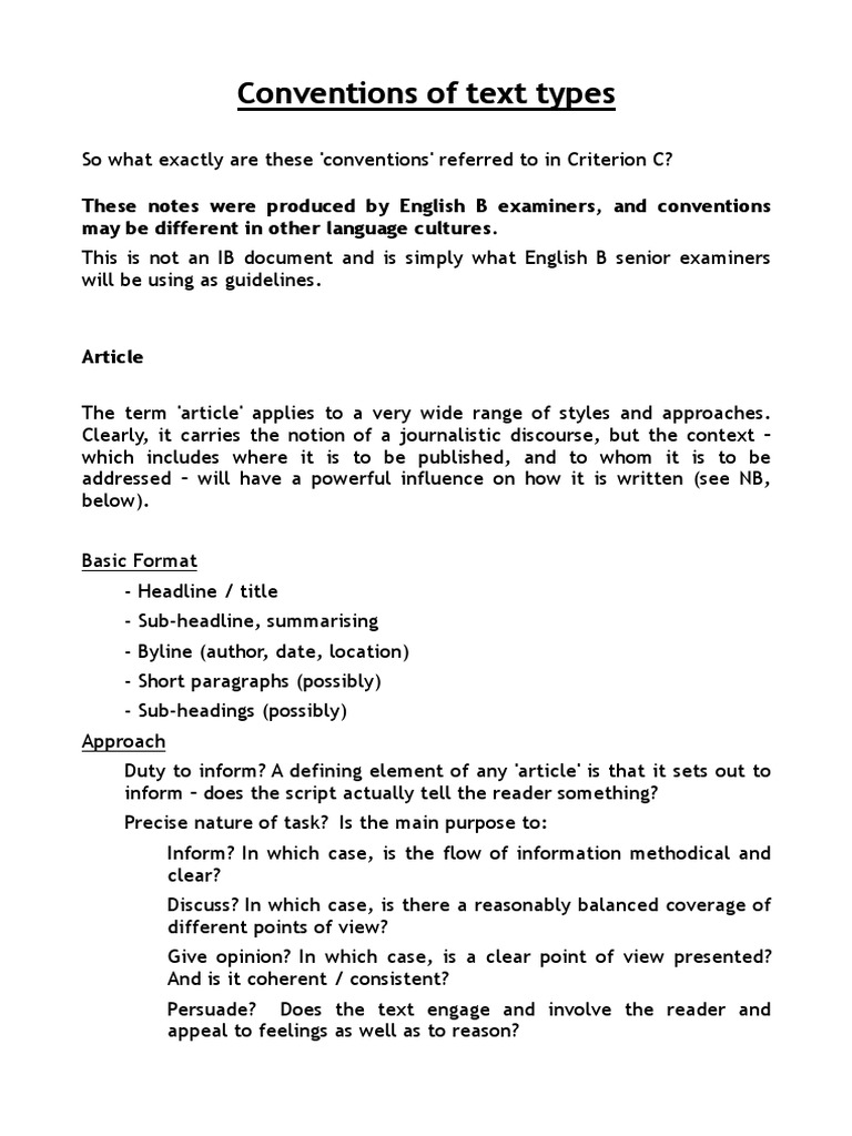 CONVENTIONS of Text Types | PDF | Essays | Rhetoric