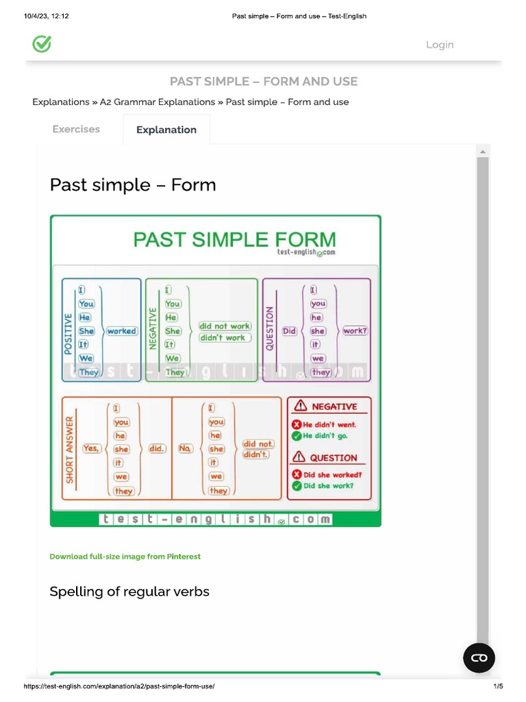 Past Simple Form and Uses | PDF