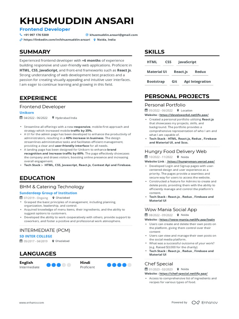 Khusmuddin Ansari Resume | PDF | Hypertext | Internet