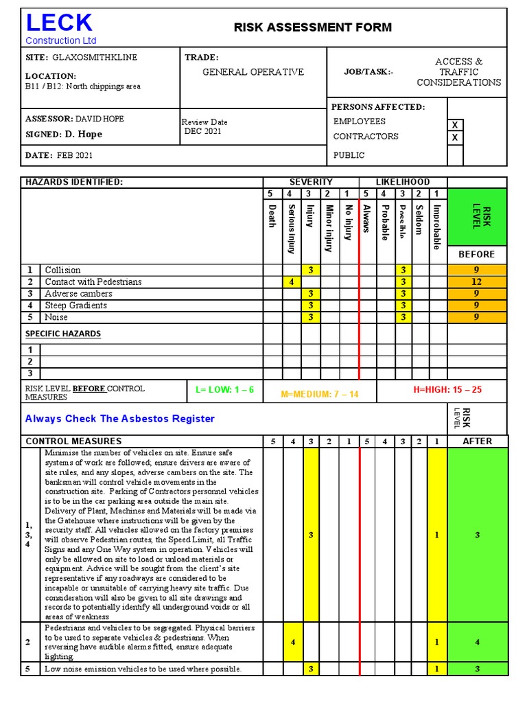 RA - Access and Traffic Considerations | PDF | Traffic | Risk