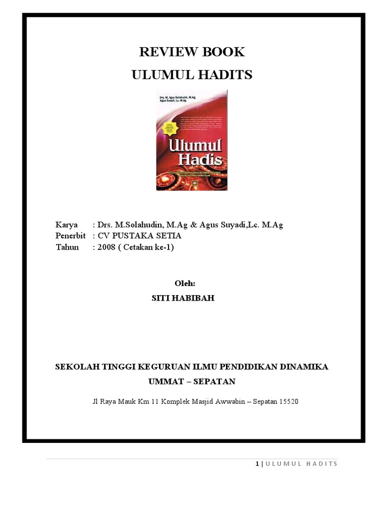 Review Ulumul Hadits smt.3 | PDF | Ilmu Sosial | Agama & Spiritualitas