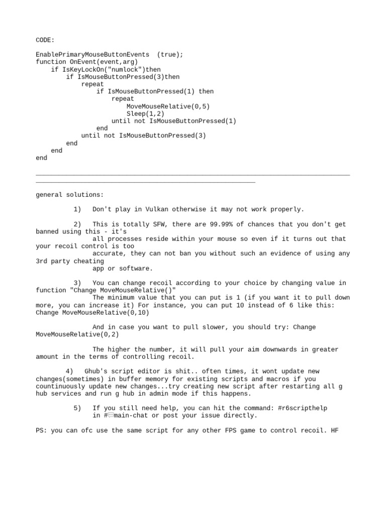 Oct1 No Recoil Script Guide | PDF