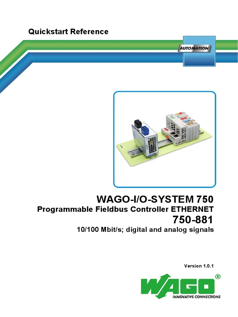 WAGO-I - O-SYSTEM 750 Programmable Fieldbus Controller ETHERNET 750-881 10 - 100 Mbit - S ...
