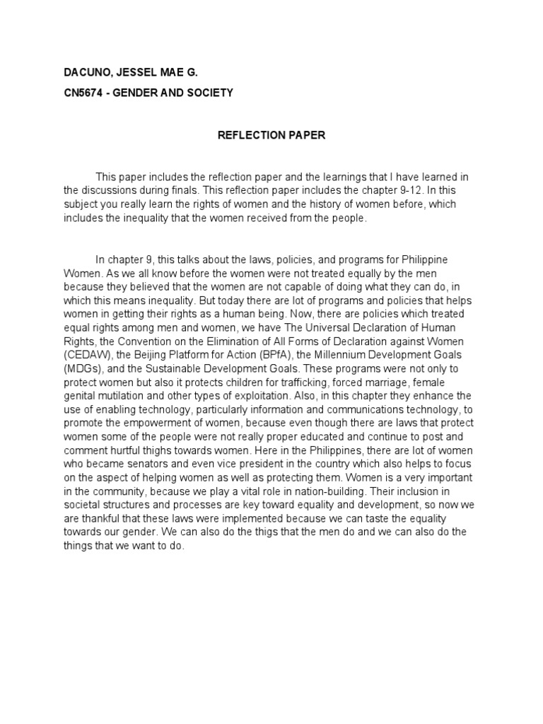 REFLECTION PAPER - GENSOC | PDF