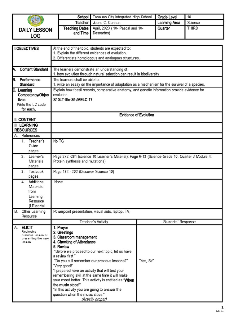 DLP Evidences of Evolution | PDF | Fossil | Paleontology