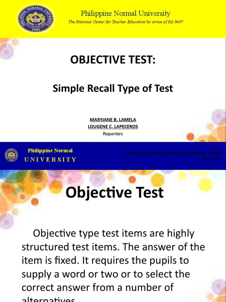 1 Simple Recall Test | PDF | Recall (Memory) | Question