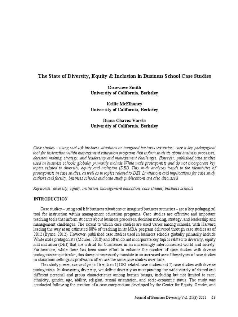 DEI Trends in Business School Case Studies | PDF | Business ...