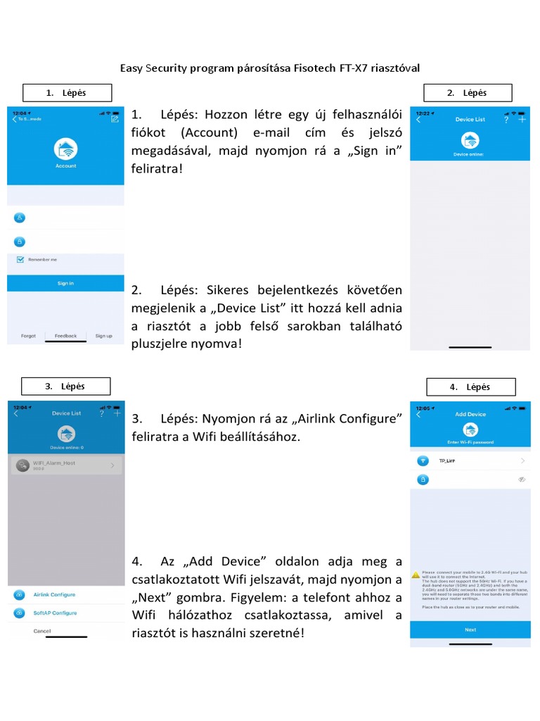 Easy Security Parositas Fisotech FT X7 Riasztohoz | PDF