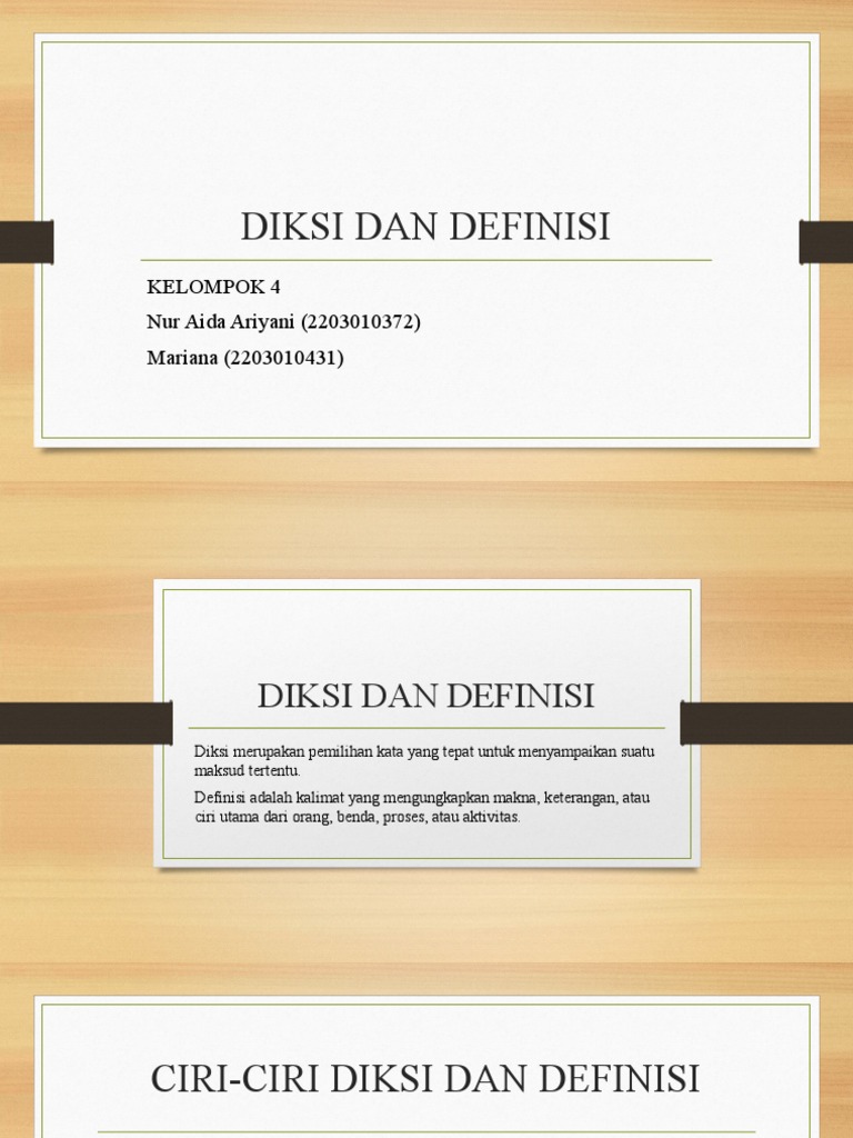 Diksi dan Definisi: Panduan Dasar | PDF