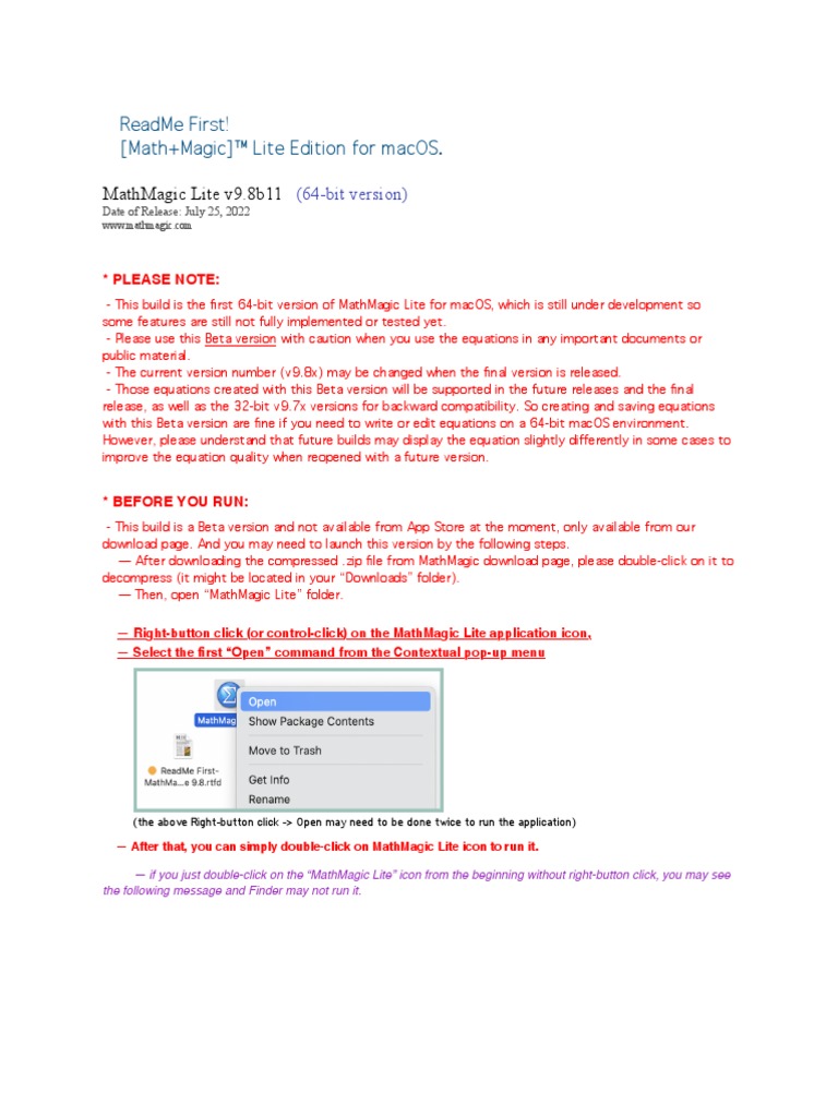 ReadMe First-MathMagic Lite 9.8 | PDF | Software | Computer Architecture