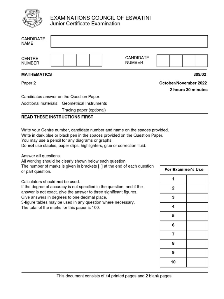 JC Mathematics 2022 Question Paper 2-1681295868 | PDF | Triangle | Angle