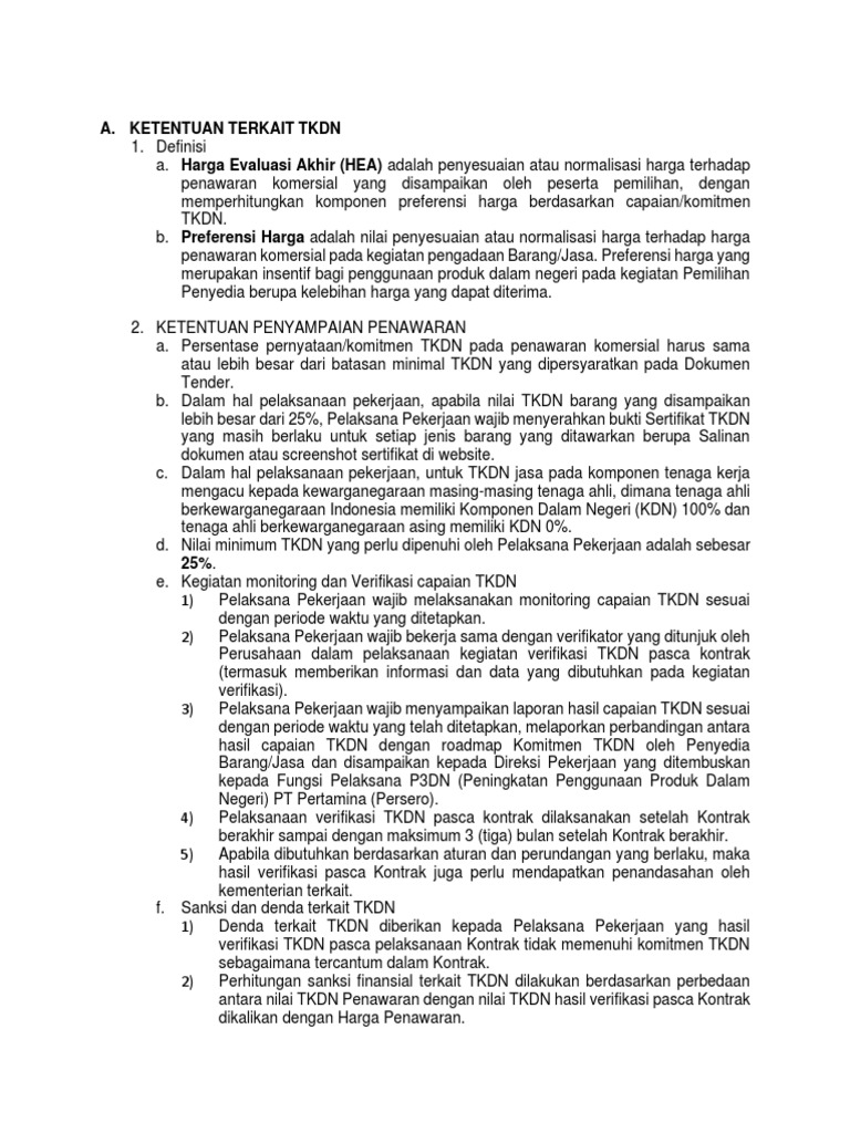 Lampiran Ketentuan TKDN | PDF