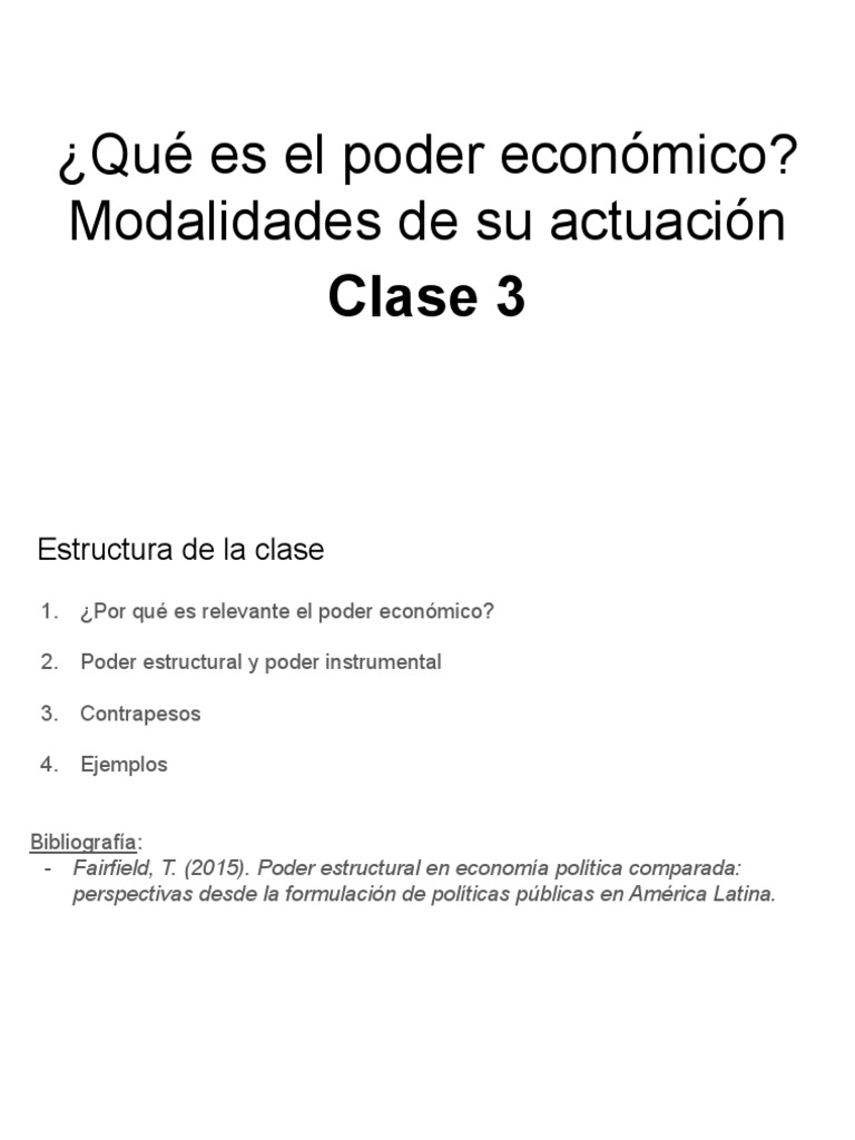 Clase. ¿Qué Es El Poder Económico Modalidades de Su Actuación | PDF ...