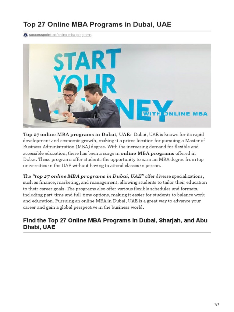 Top 27 Online MBA Programs in Dubai UAE | PDF | Master Of Business ...