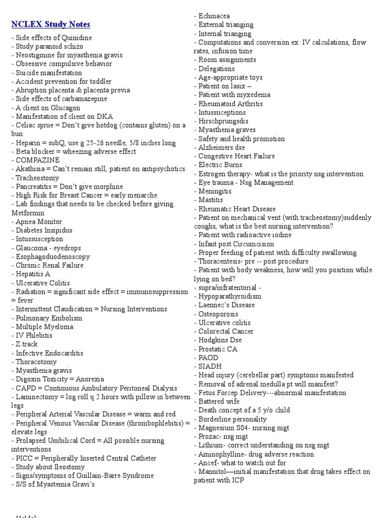 Nclex Pointers | PDF | Medical Specialties | Clinical Medicine