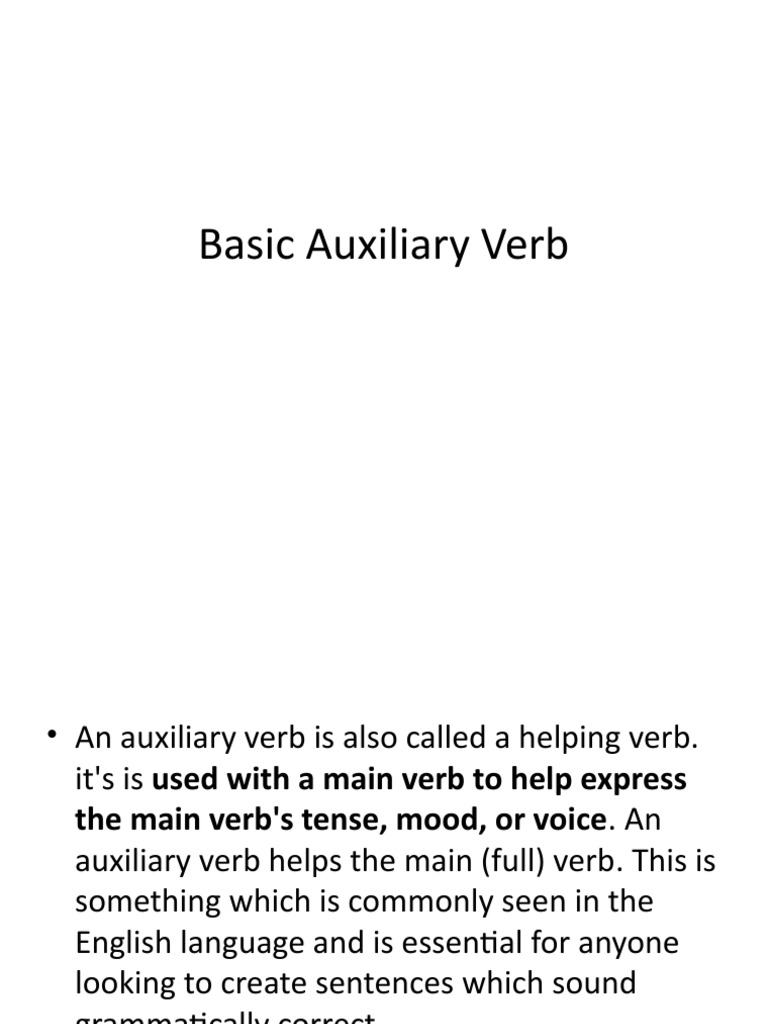 Basic Auxiliary Verbs Explained | PDF | Verb | Grammatical Tense