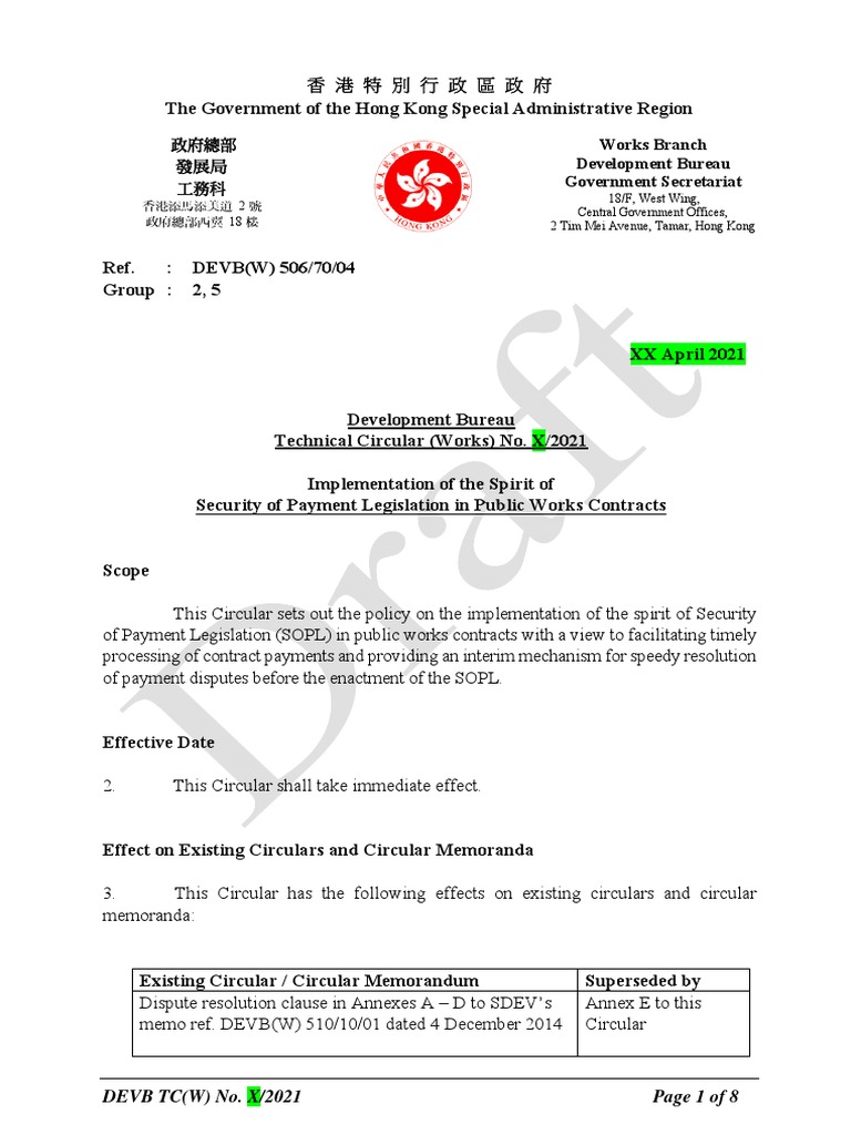 Draft DEVB TCW On SOP | PDF | Adjudication | Subcontractor