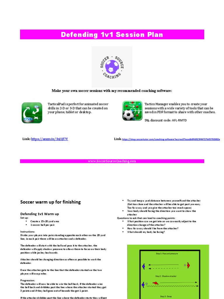 Defending 1v1 Session Plan | PDF | Association Football | Defender ...