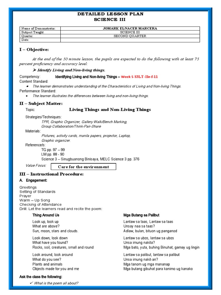 Detailed Lesson Plan in Science III | PDF | Pedagogy | Education Theory