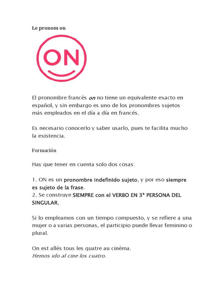 Le Pronom On-Teoría | PDF