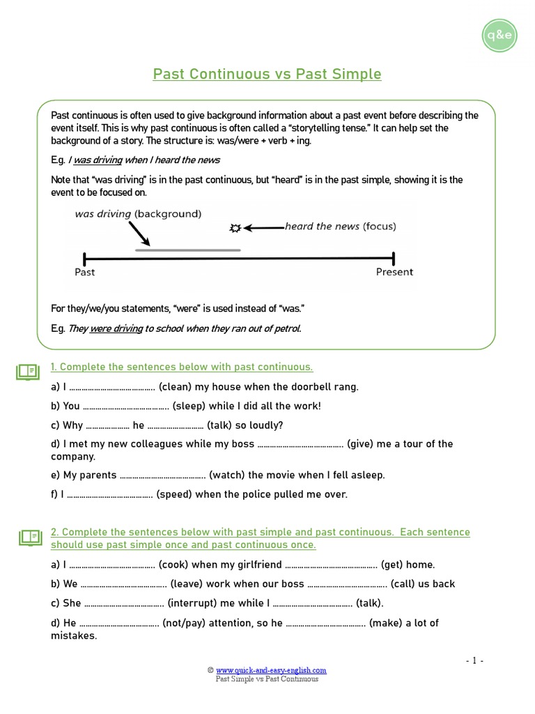 Q&e - Past Continuous Vs Past Simple | PDF