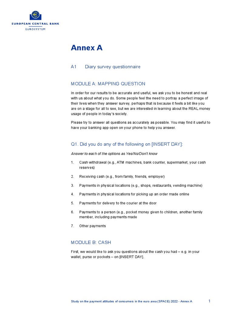 Annex A Survey Questionnaire | PDF | Payments | Credit Card