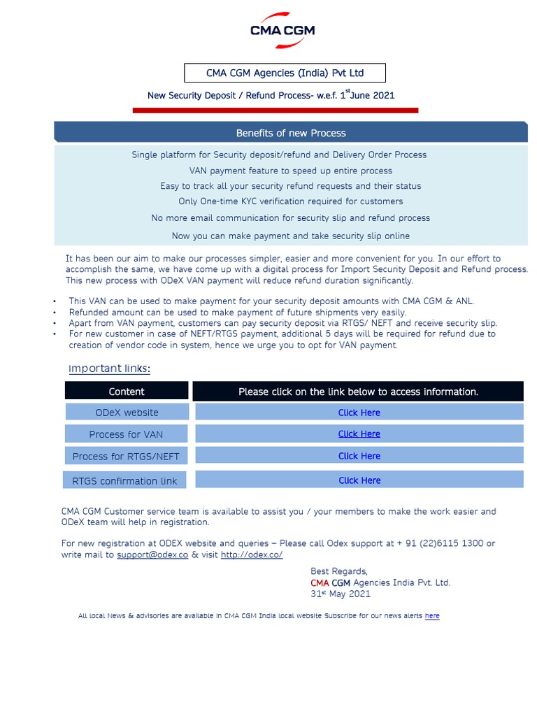 Client Advisory - New Security Deposit - Refund Process - W.E.F. 1stjune 2021 - CCAI-372-310521 ...