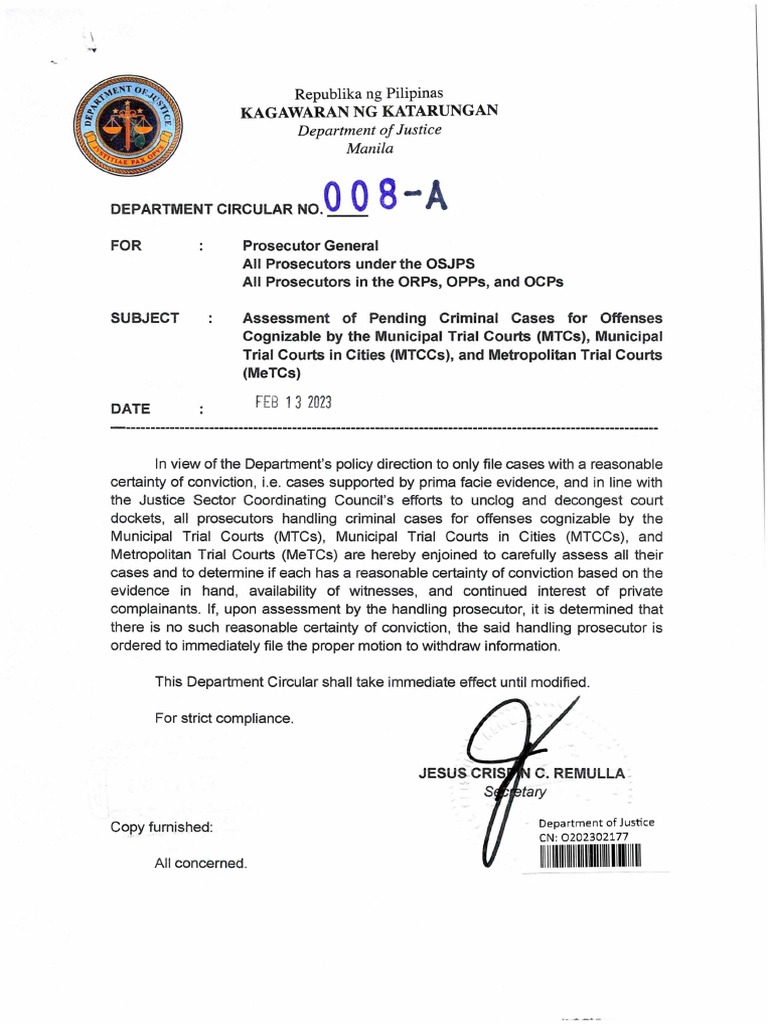 Review Pending Cases for MTCs | PDF | Prosecutor | Common Law