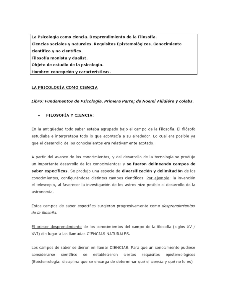 La Psicologia Como Ciencia | PDF | Science | Ciencias Sociales