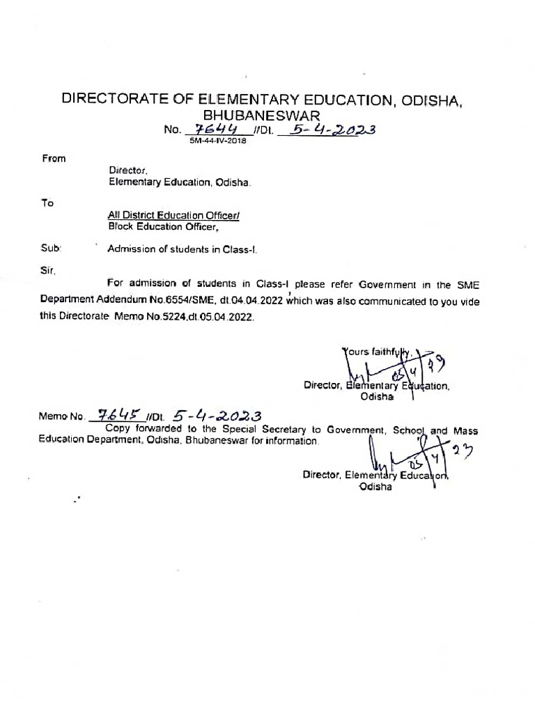 Admission Age Class 1 | PDF