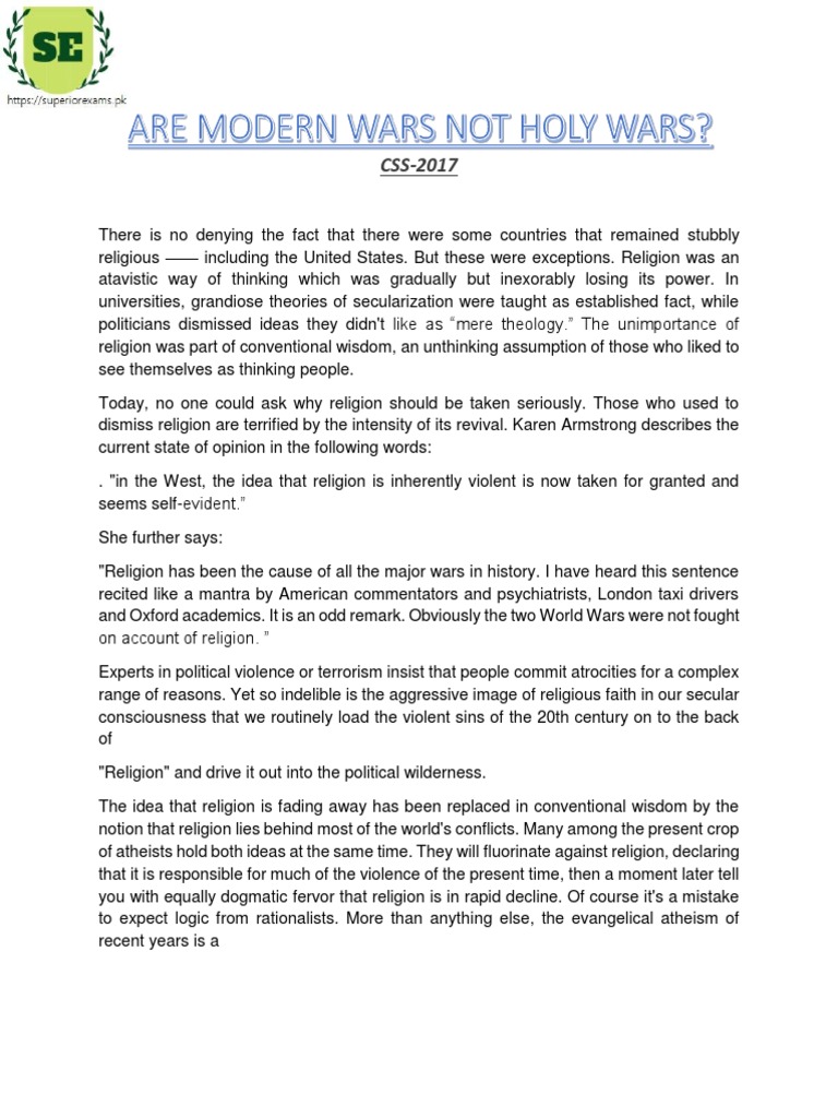 Are Modern Wars Not Holy Wars | Descargar gratis PDF | Wahhabism | Atheism