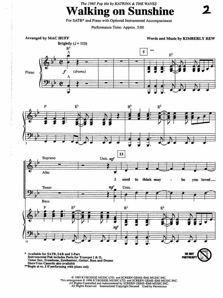 Walking On Sunshine | PDF