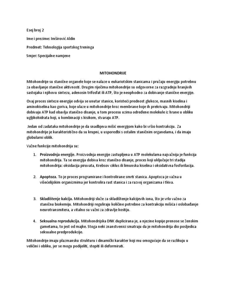 Mitohondrije | PDF