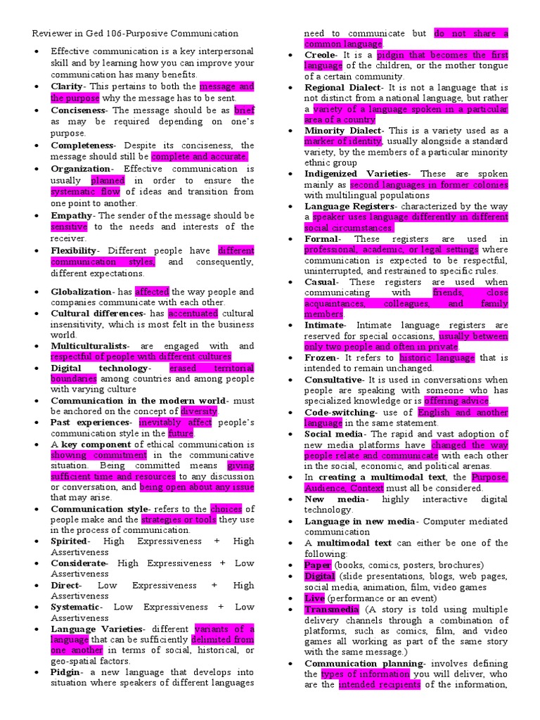 Reviewer in Ged 106 Purcomm | PDF | Communication | New Media