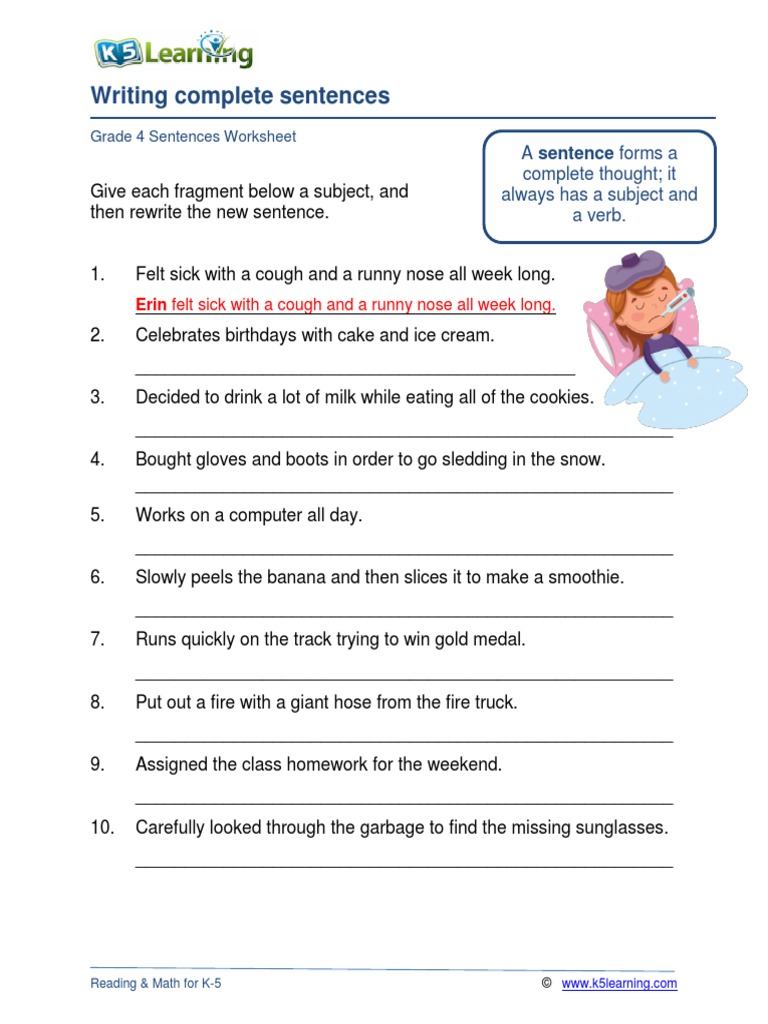 Grade 4 Full Sentences C | PDF