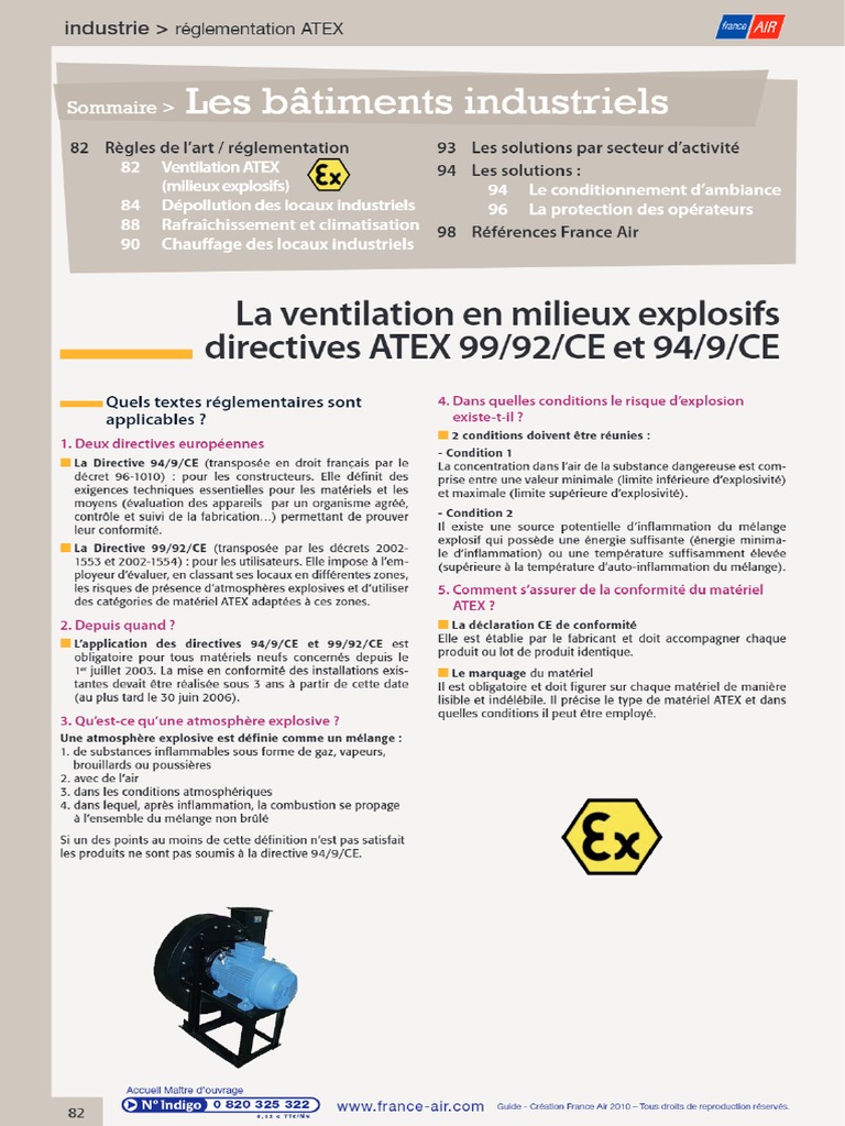 La Ventilation en Milieux Explosifs Directives ATEX 99 - 92 - CE Et 94 ...