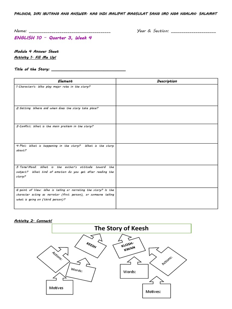 English 10 - Activity Sheet-Qtr.3-Week4 | PDF | Narration | Cognitive Psychology