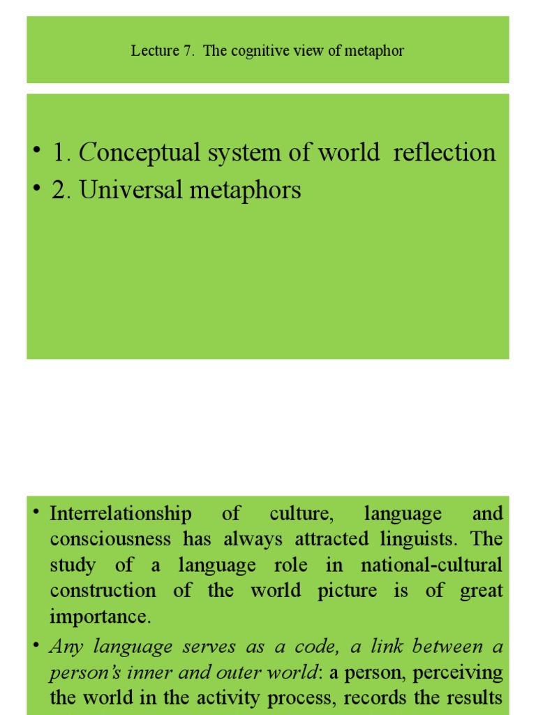 Conceptual System of World Reflection - 2. Universal Metaphors | PDF ...